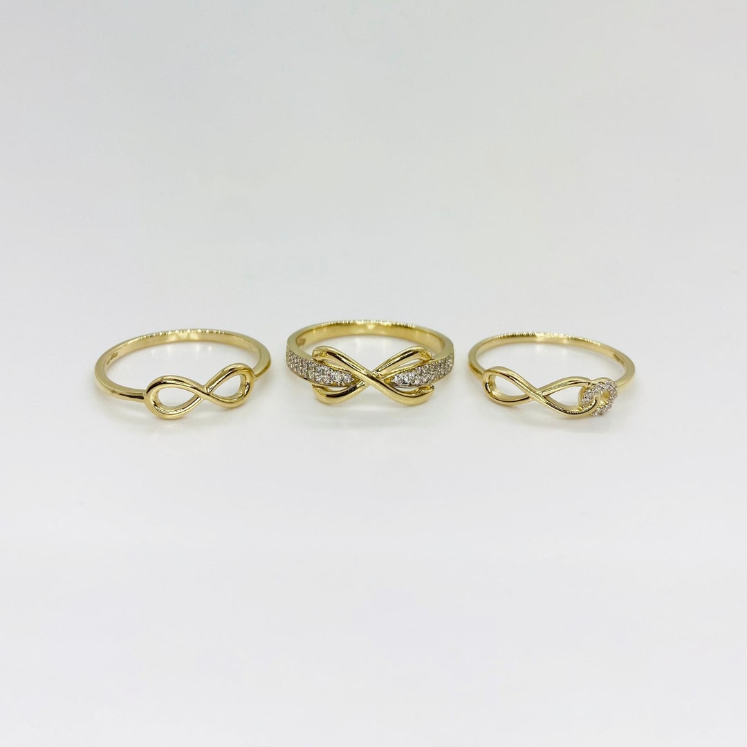 14k Solid Gold Infinity Sign CZ Statement Ring for Women Girl Dainty ...