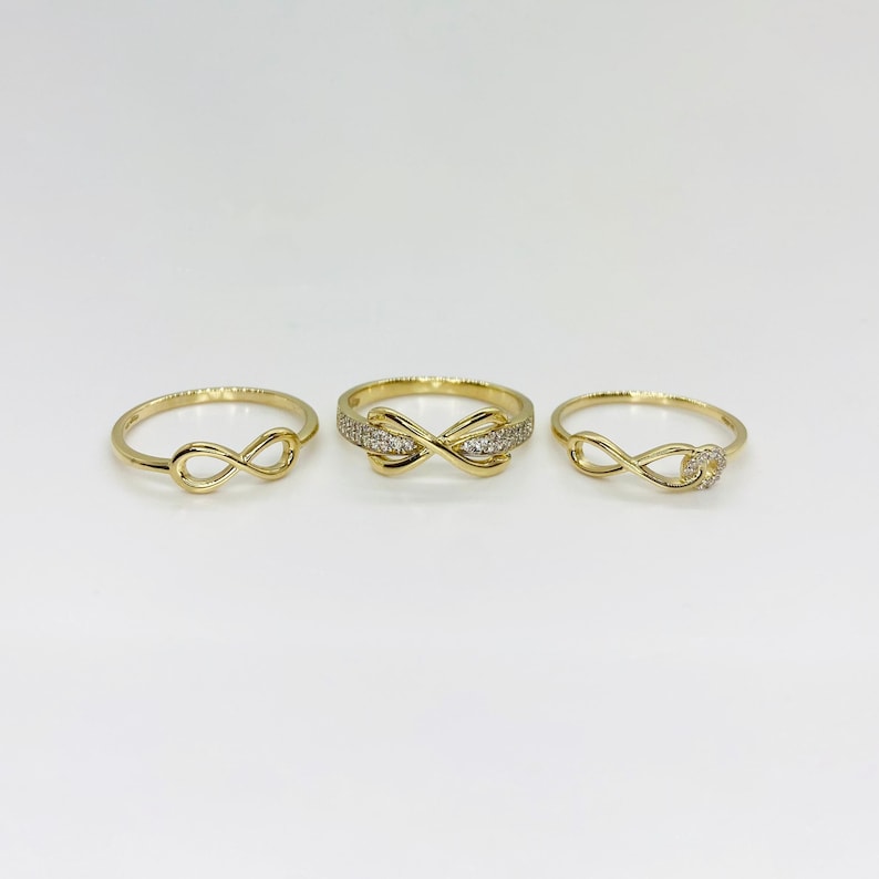 14k Solid Gold Infinity Sign CZ Statement Ring for Women Girl Dainty ...