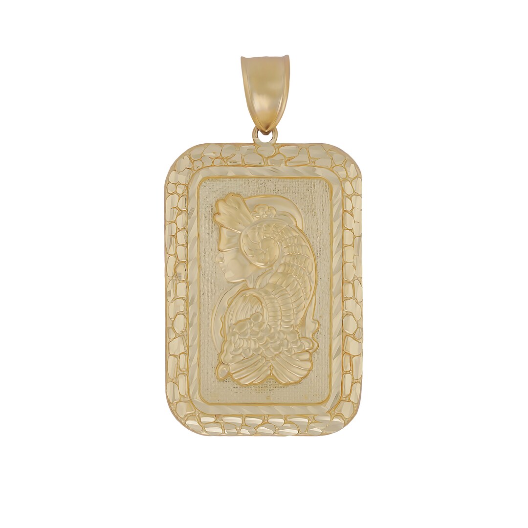 10k Gold Luxe Pamp Suisse Lady Fortuna Pendant Charm Necklace Unique ...