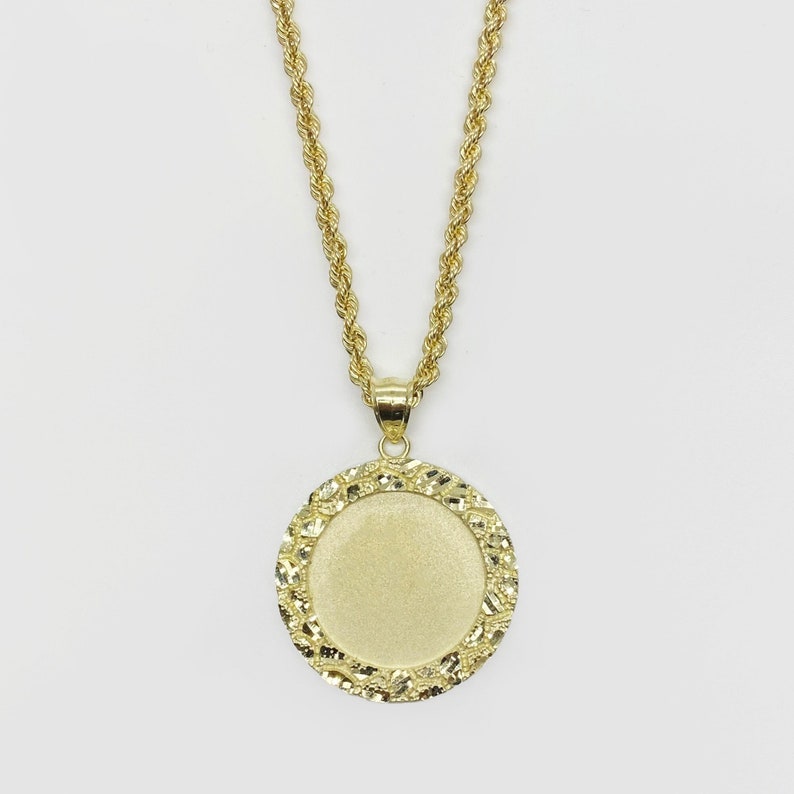 10K & 14k Solid Gold Custom Photo Frame Charm Pendant Necklace ...