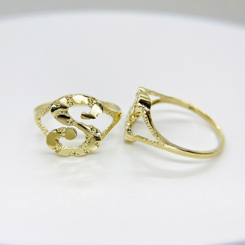 10k Solid Gold Initial Nugget Slim Ring for Men Women - Etsy