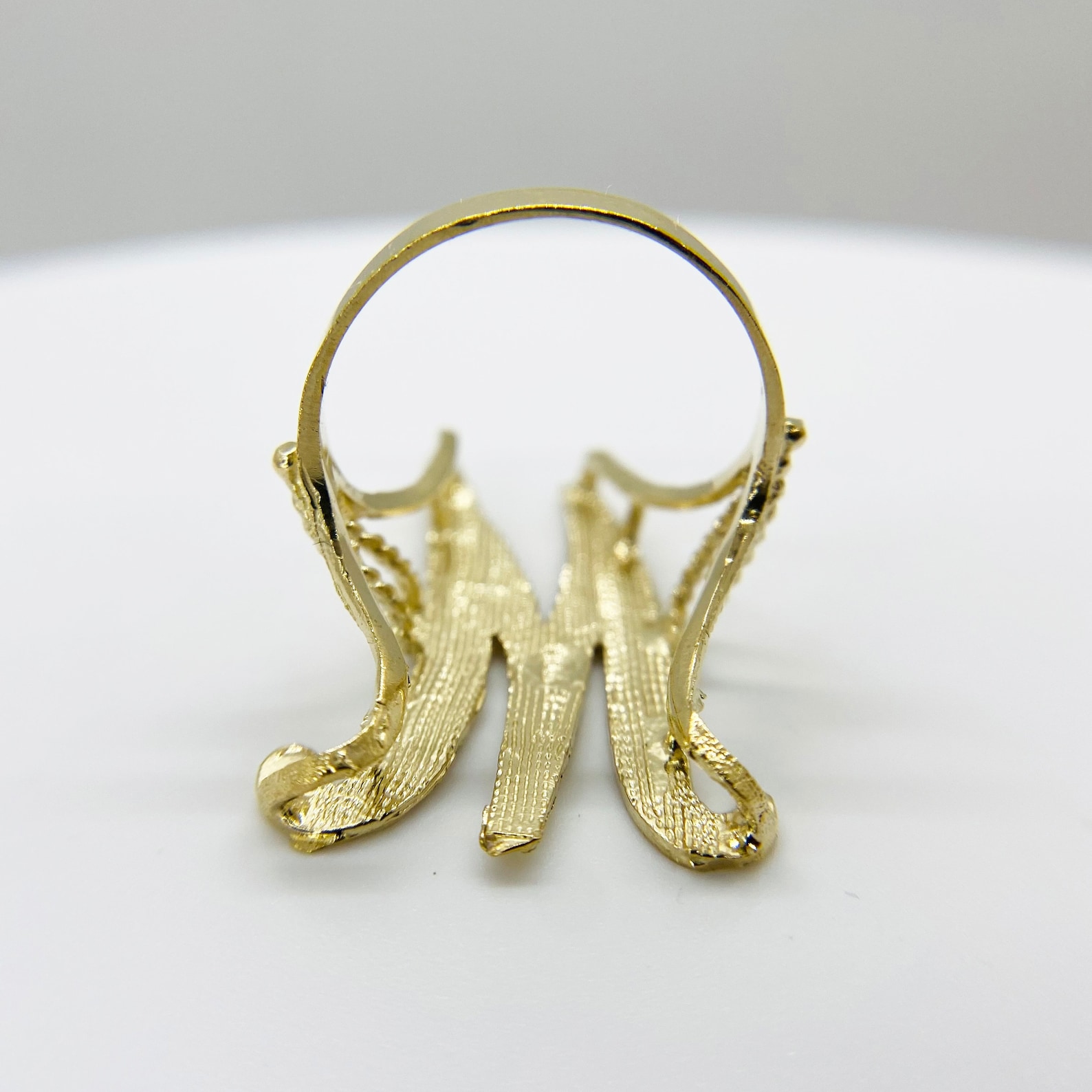 10k Solid Gold Cursive Initial Letter Alphabet Diamond Cut Monogram ...