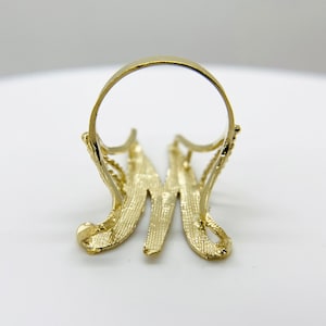 10k Solid Gold Cursive Initial Letter Monogram Ring (large 28.8mm ...