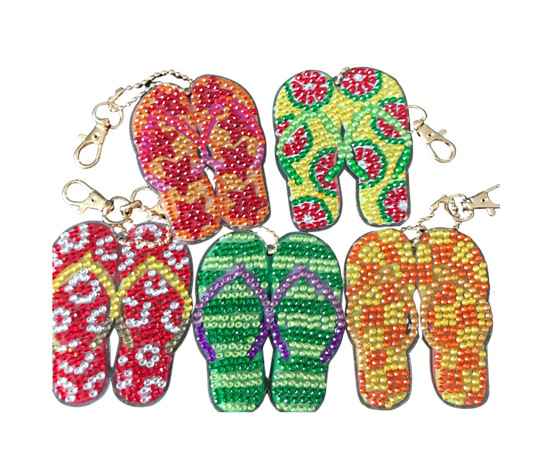 Completed Diamond Art Sandal Keychains|diamond Art Keychain|diamond Art ...