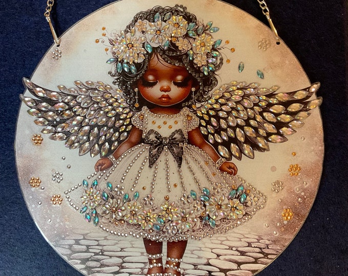 Dark-skinned Large Diamond Art Angel Suncatcher or Tabletop Décor ...