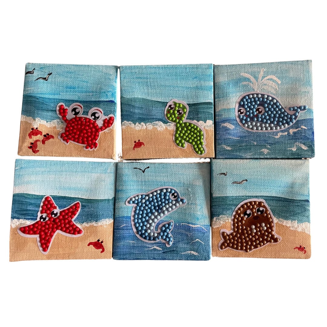 Cute Beach Animals Mini Canvas|crab|turtle|whale|starfish|dolphin ...