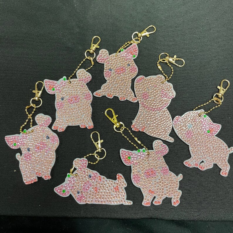 Diamond Art Cute Piglet Keychains/bag Tags/fan Pulls/ornaments ...