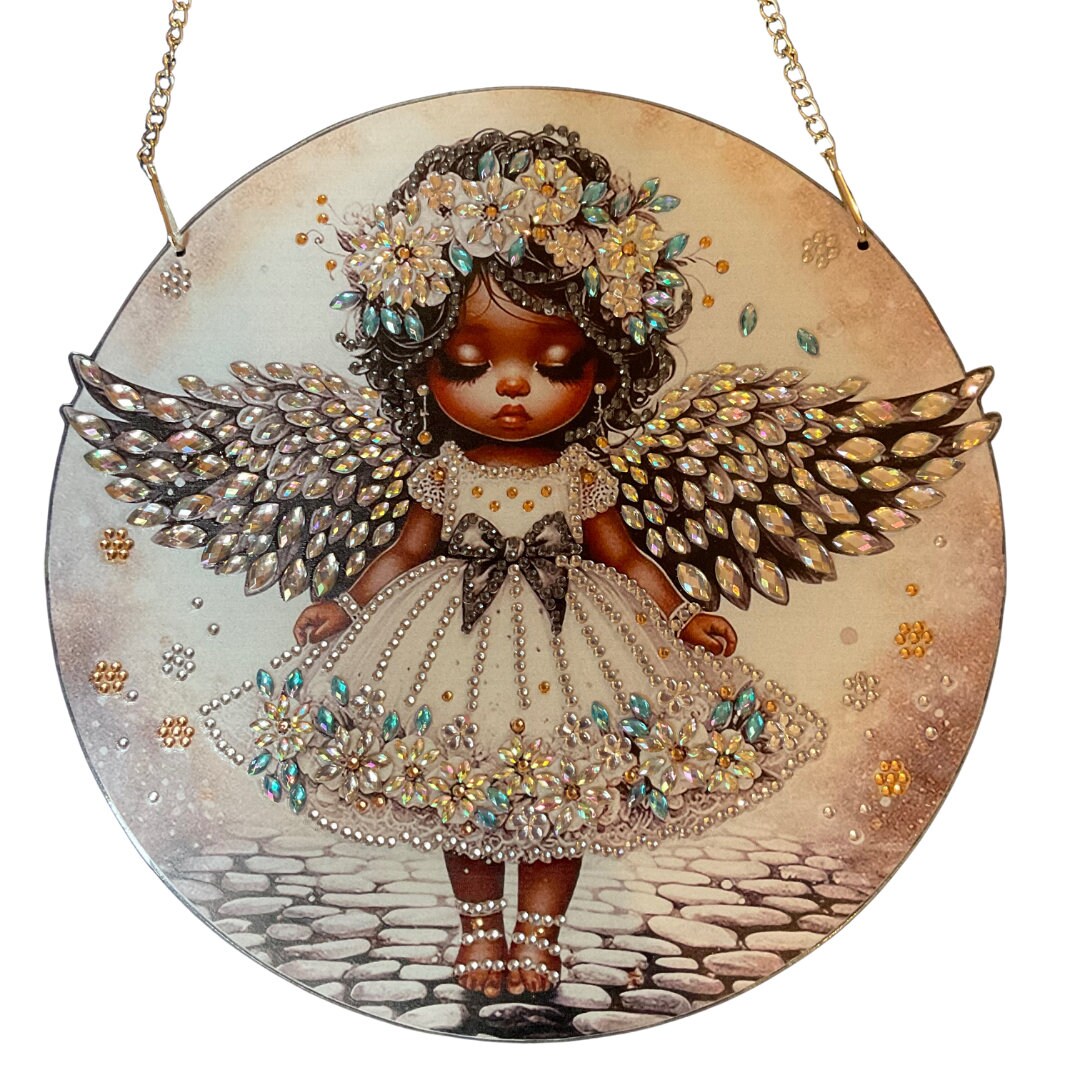 Dark-skinned Large Diamond Art Angel Suncatcher or Tabletop Décor ...