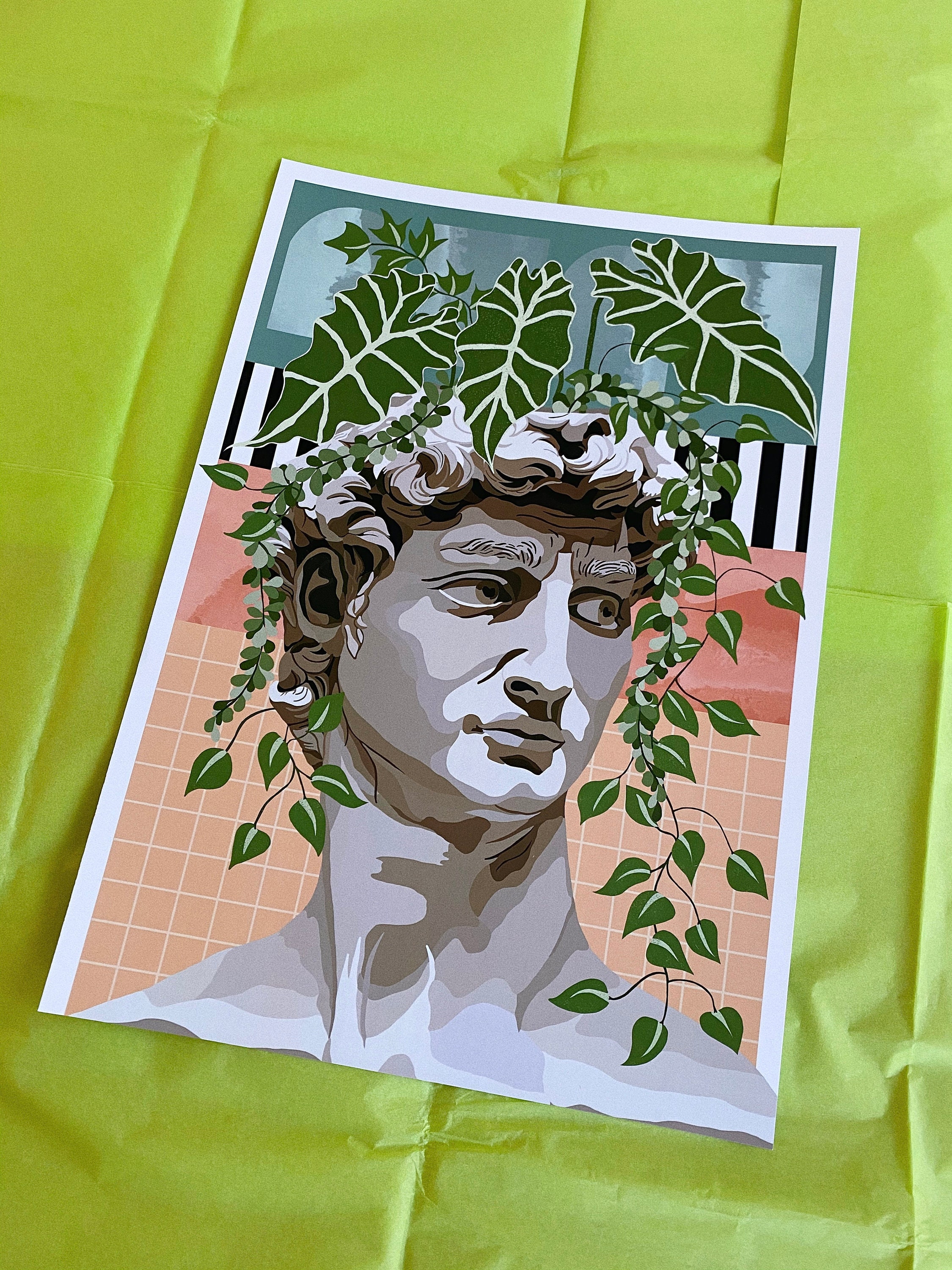 Roman Head Planter Art Print - Etsy