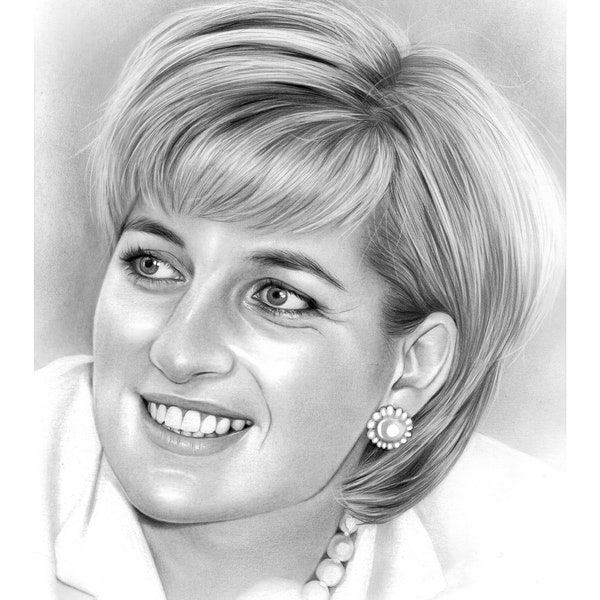 Princess Diana Drawing - Etsy