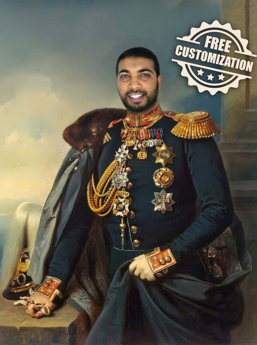 Military Portrait, Royal Portrait Custom, Gift for Him Portrait ...
