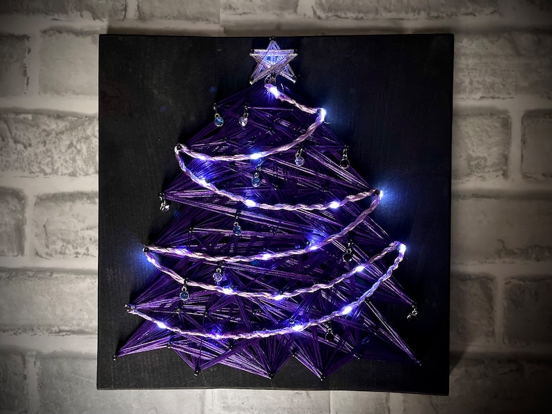 Light up Christmas Tree String Art, Wall Hanging Holiday Lights ...