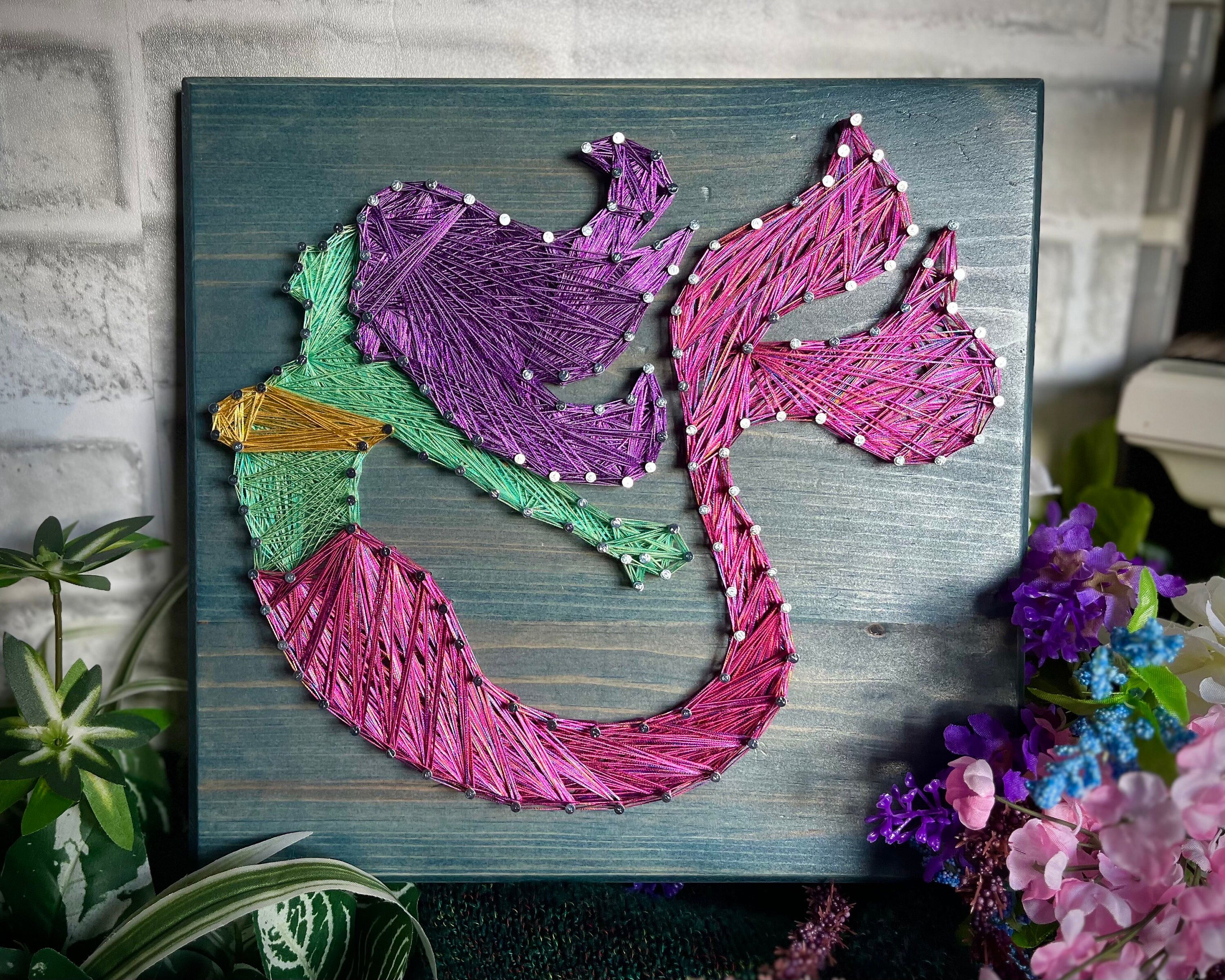 Handmade Mermaid Siren String Art - Undersea Décor - Custom Wall Hanging - Great Birthday Gift ...