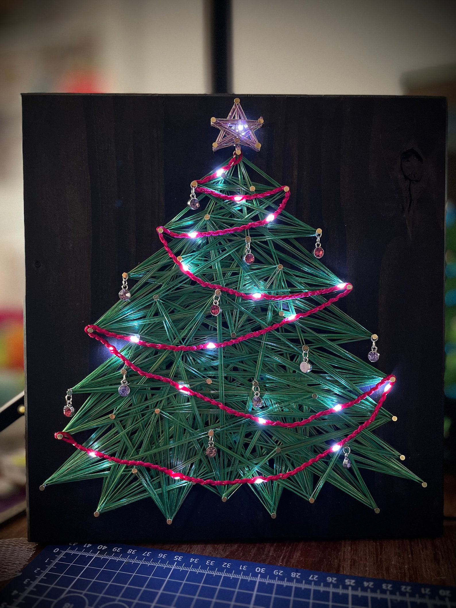 Light up Christmas Tree String Art, Wall Hanging Holiday Lights ...
