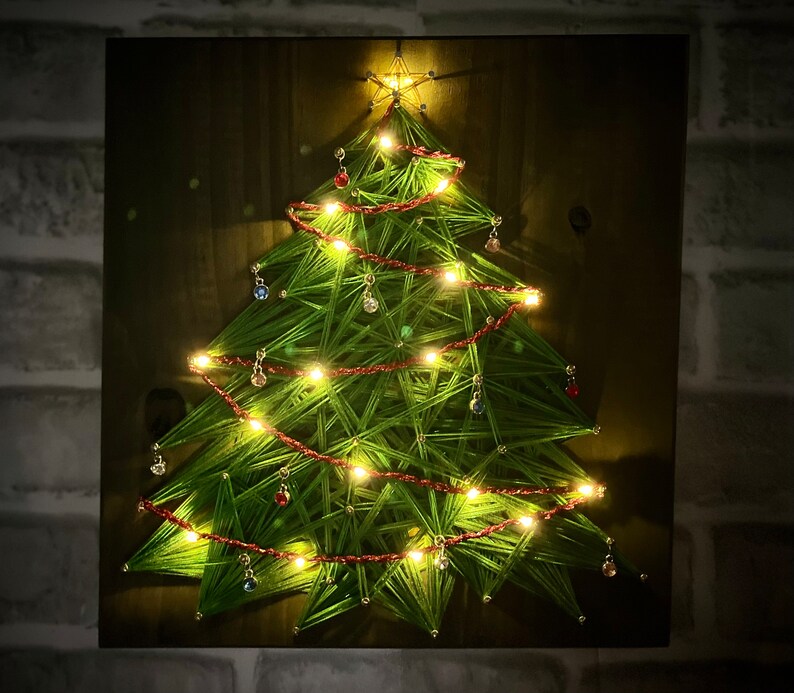 Light up Christmas Tree String Art, Wall Hanging Holiday Lights ...
