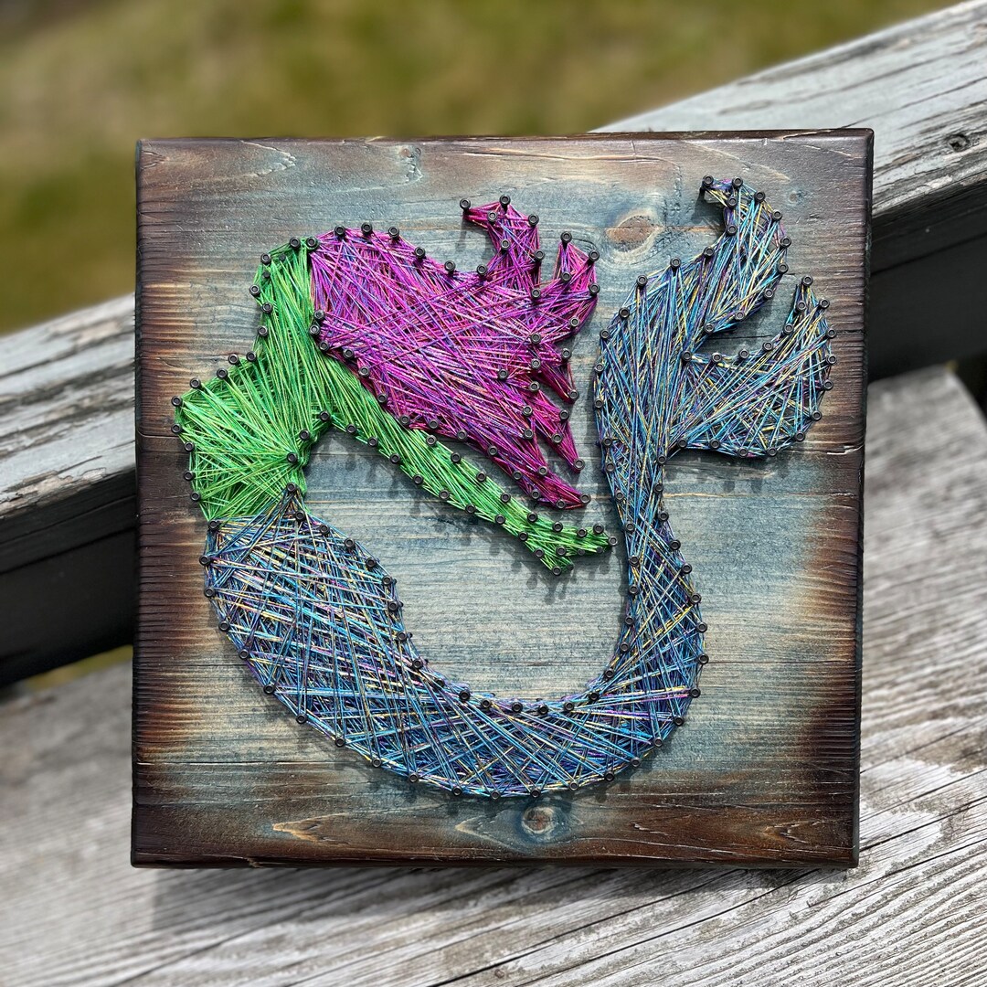 Handmade Mermaid Siren String Art - Undersea Décor - Custom Wall Hanging - Great Birthday Gift ...