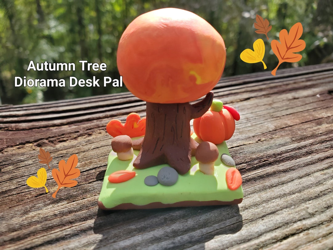 Autumn Tree Diorama | Clay Figurine | Desk Friend | Handmade Clay ...