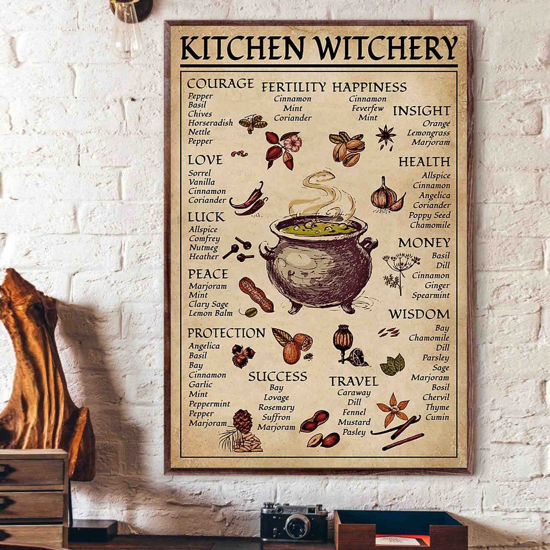 Kitchen Witchery Poster, Witches Poster, Witches Magic Knowledge Wall ...