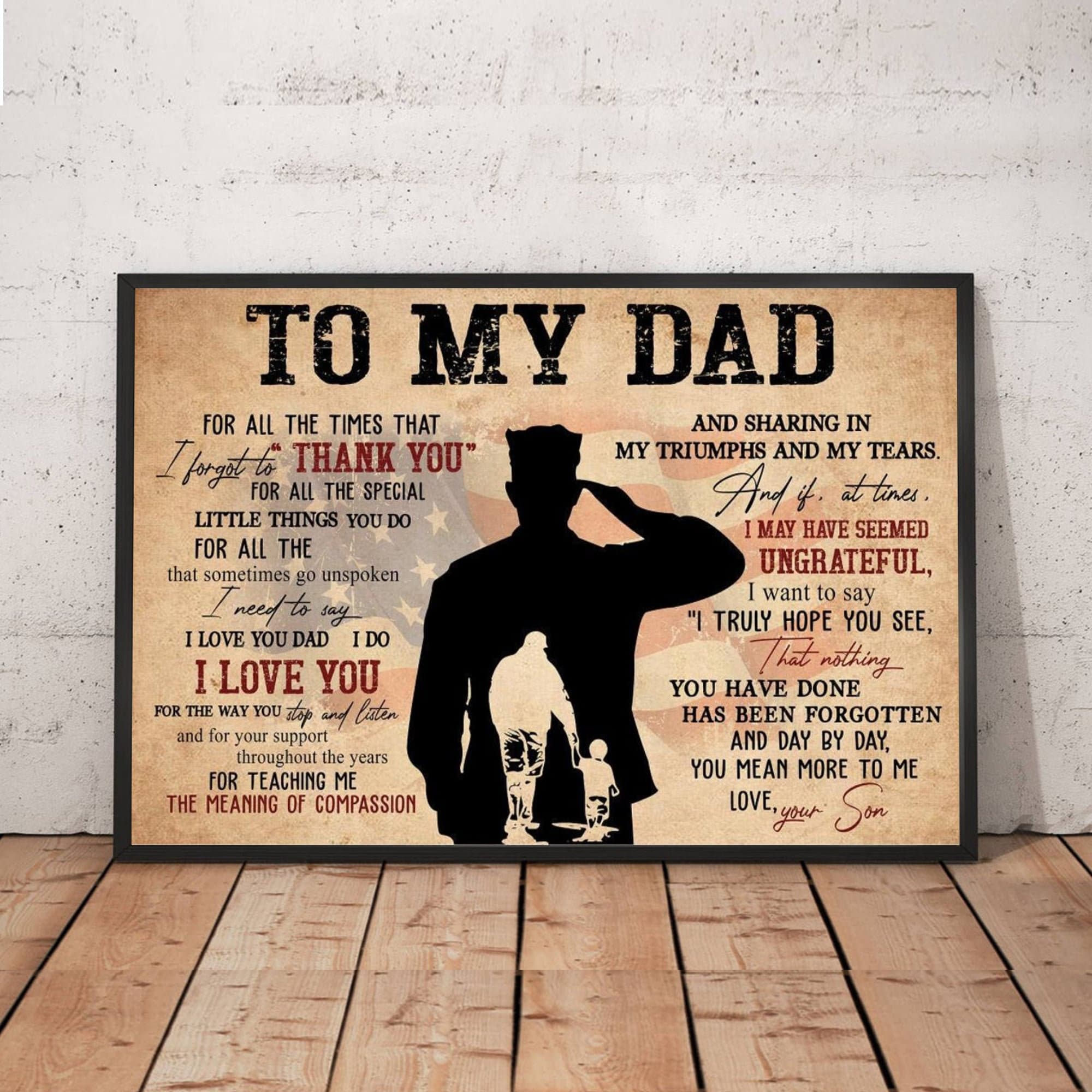 To My Dad Poster, Military Son Gift for Dad, Military Dad Poster, Father's Day Gift, Army Dad ...