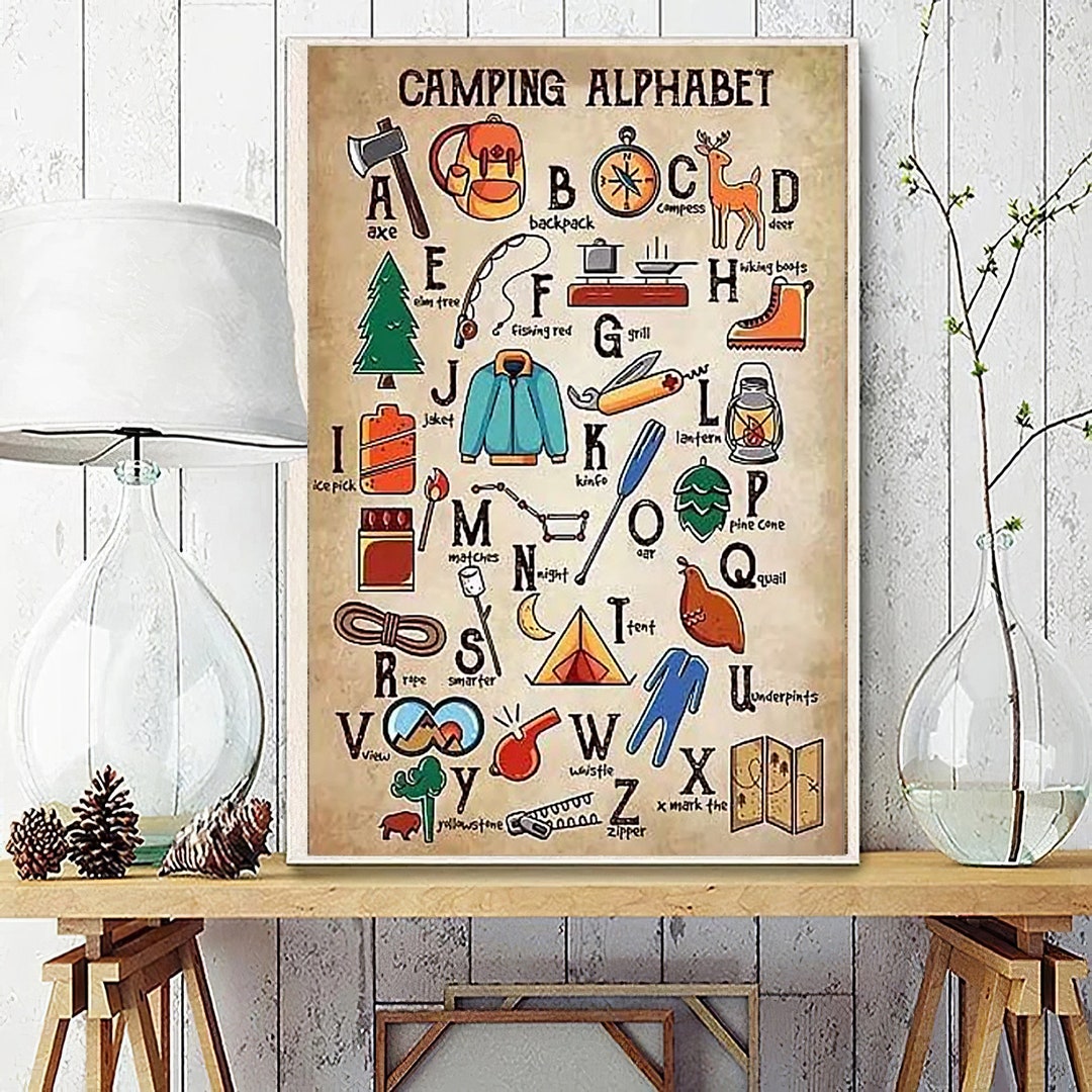 Camping Alphabet Poster, Camping Poster, Gift for Campers, Camping Gift ...