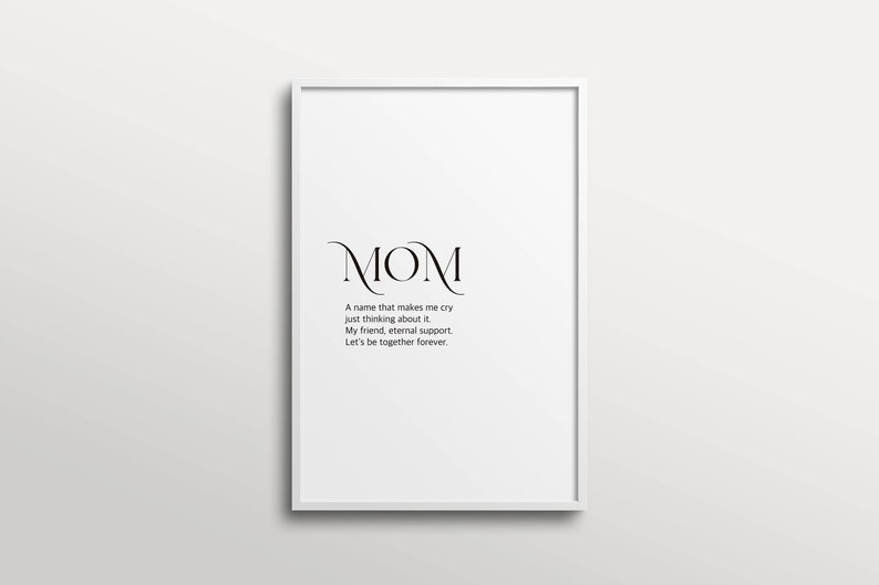 Mom Definition Letter Wall Art Print Mother's Day Gift Typography ...