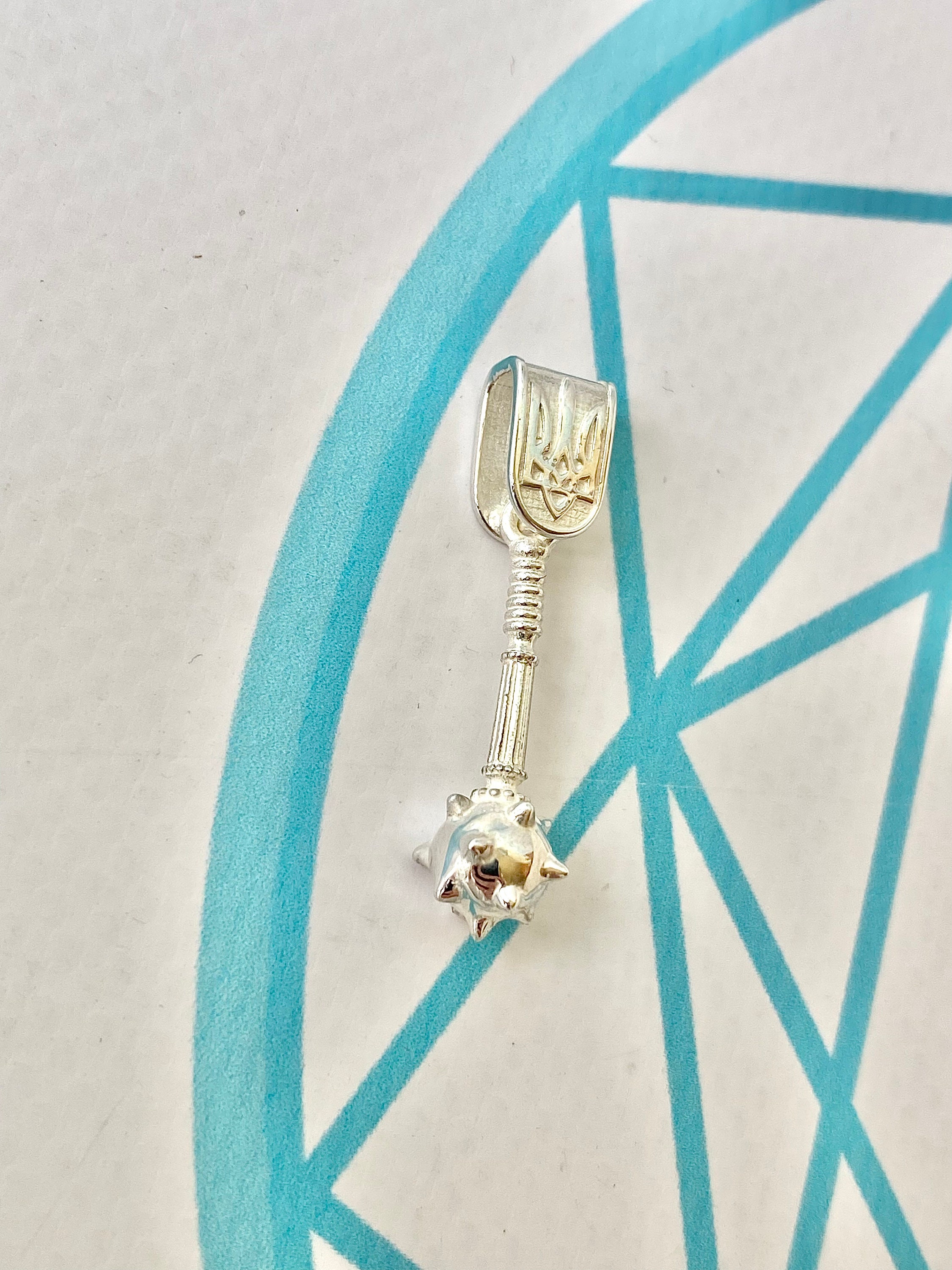 Ukrainian Mace and Emblem of Ukraine Pendant, Sterling Silver 925, Stop ...