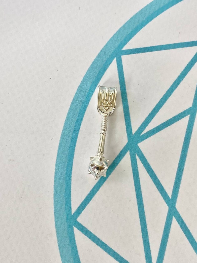 Ukrainian Mace and Emblem of Ukraine Pendant, Sterling Silver 925, Stop ...