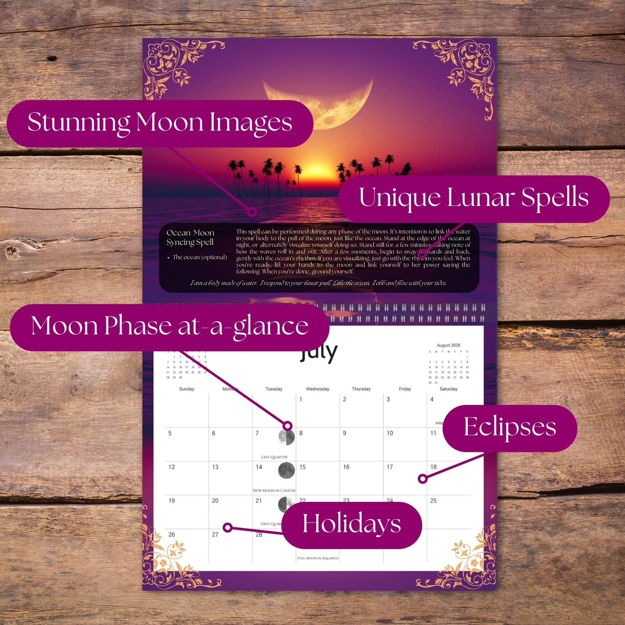 MOON MAGIC 2026 Spell Calendar | Lunar Ritual Guide | Wiccan Pagan ...