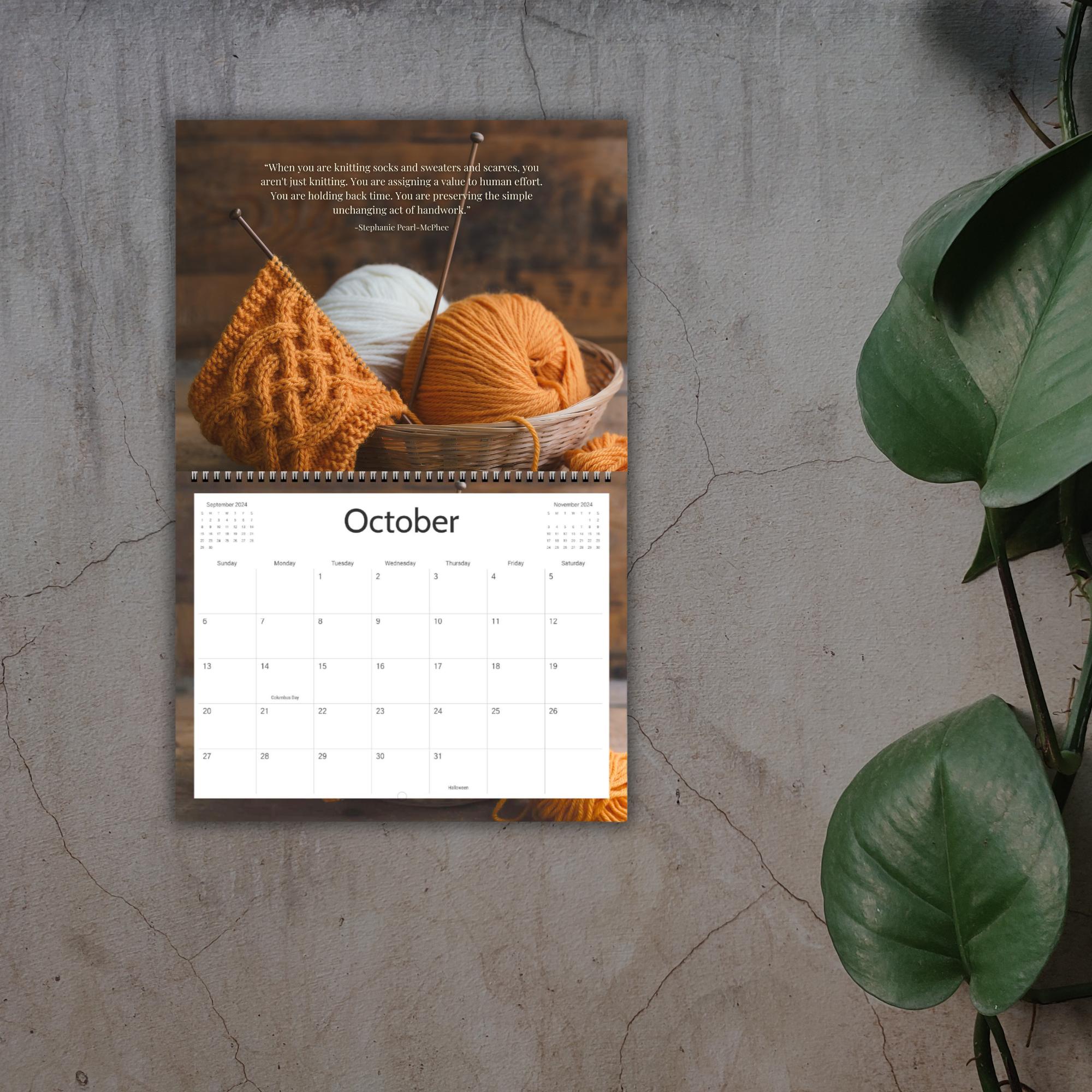 Knitting Calendar 2026, Inspirational Yarn Lover Quotes, Craft ...