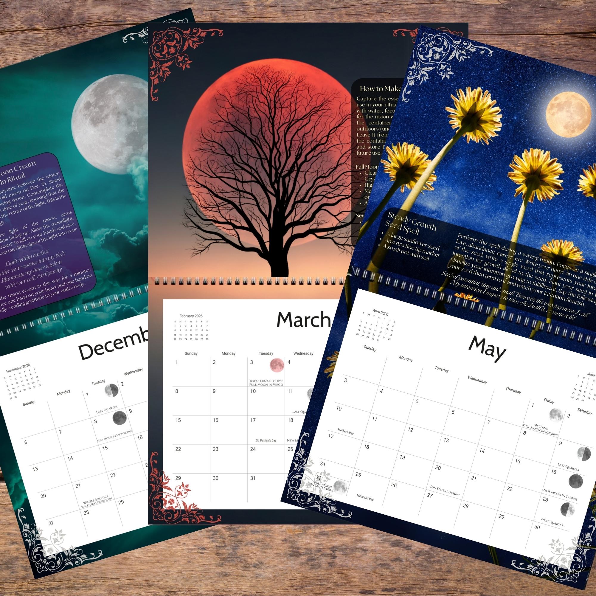 MOON MAGIC 2026 Spell Calendar | Lunar Ritual Guide | Wiccan Pagan ...