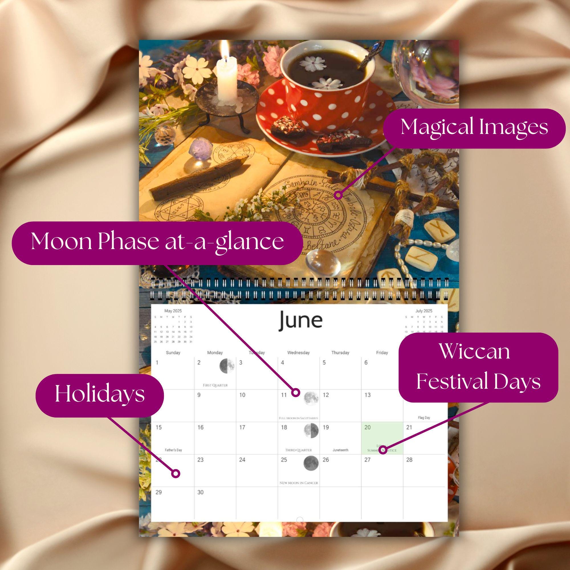 WICCAN CALENDAR 2026 | Moon Phases Astrology Ritual Planner, Festival ...