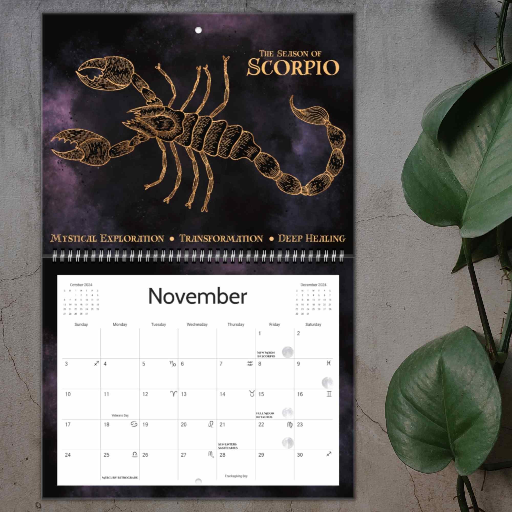 ASTROLOGY CALENDAR 2024 Zodiac Signs Moon Phases At-a-glance Lunar ...