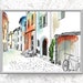 Provence Wall Art. Colorful Urban Sketch Watercolour. Hand Drawn Line ...