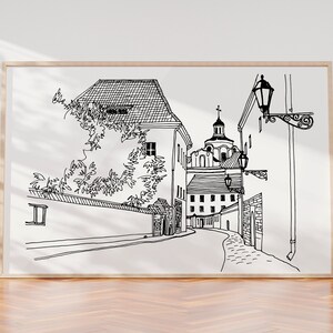 Wall Art. Printable Urban Sketch. Vilnius. Lithuania. Hand Drawn Style ...