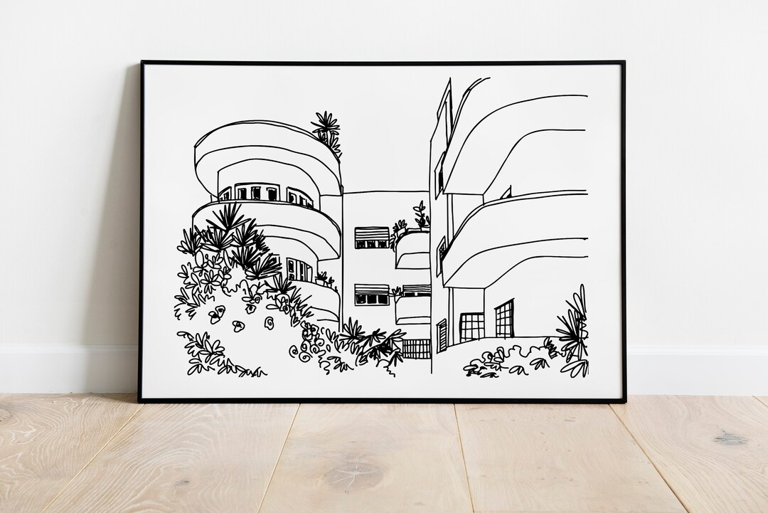 Tel Aviv Wall Art. Printable Urban Sketch. Hand Drawn Style. - Etsy