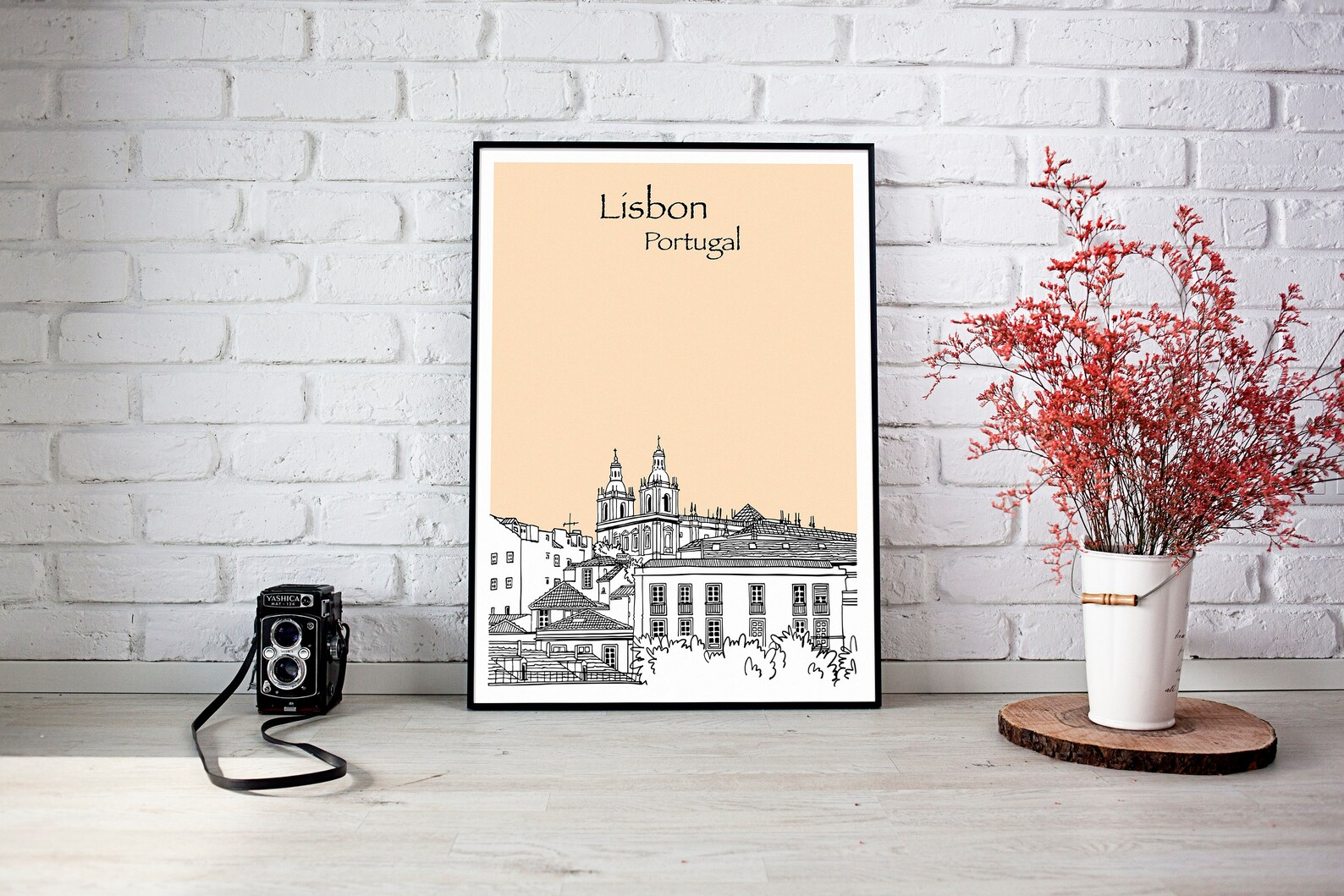Lisbon Wall Art. Printable Poster. Colorful Urban Sketch Watercolour ...