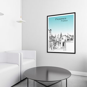 Provence Wall Art. Colorful Urban Sketch Watercolour. Hand Drawn Line ...