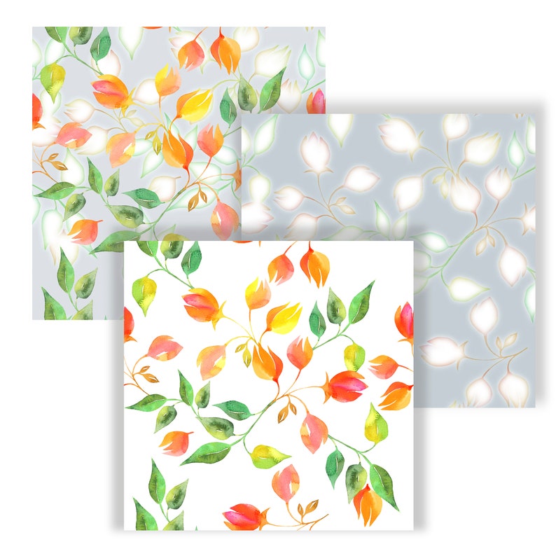 Spring Flowers Digital Paper Pack. Printable Floral Seamless Pattern ...