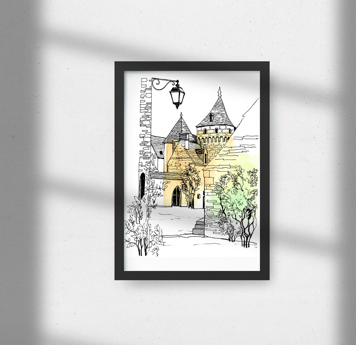 France Landscape Wall Art. Printable Image. Colourful Urban Sketch ...