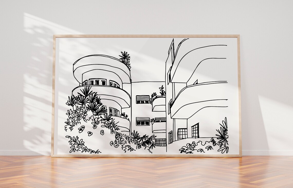 Tel Aviv Wall Art. Printable Urban Sketch. Hand Drawn Style. - Etsy