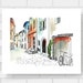 Provence Wall Art. Colorful Urban Sketch Watercolour. Hand Drawn Line ...