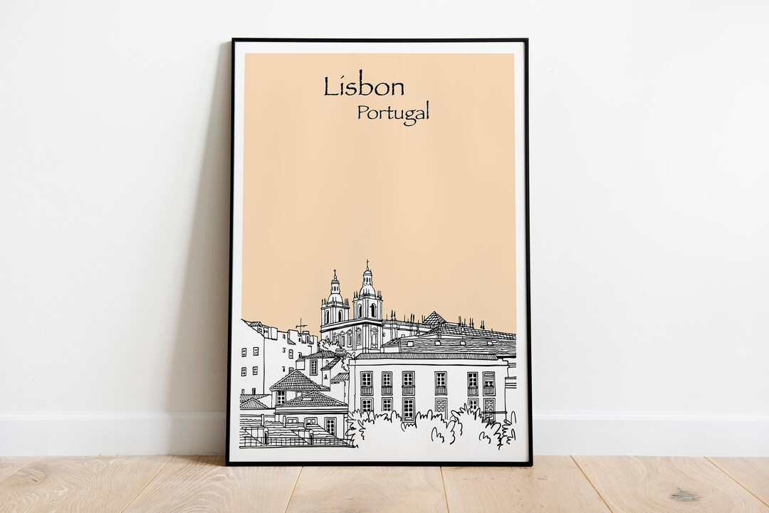 Lisbon Wall Art. Printable Poster. Colorful Urban Sketch Watercolour ...