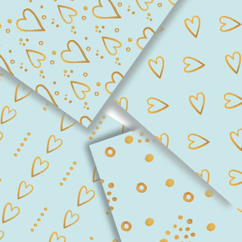 Gold Hearts Digital Paper Pack. Printable Seamless Pattern. - Etsy