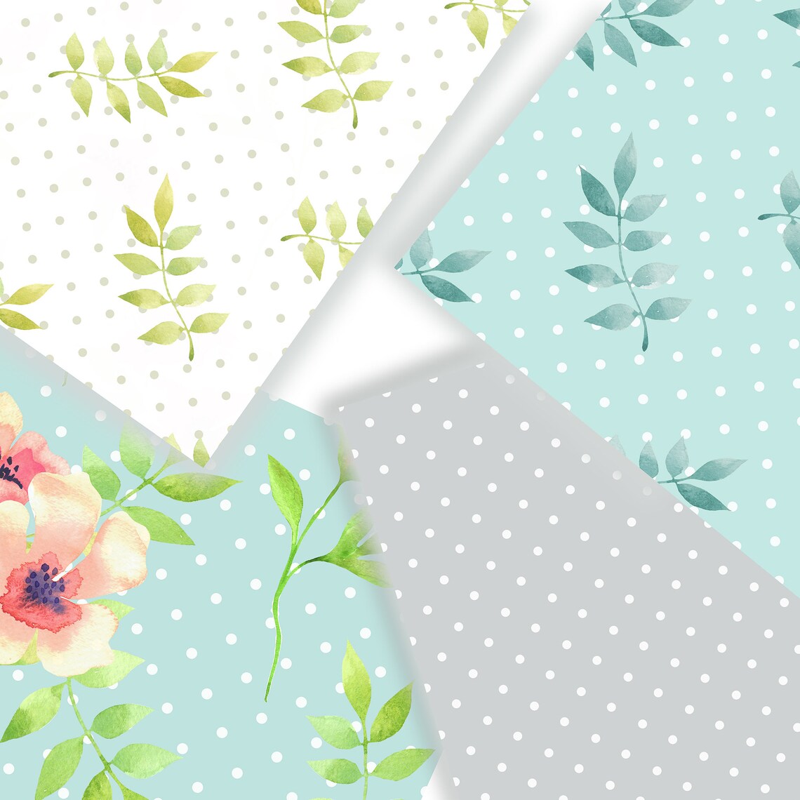 Spring Flowers Digital Paper Pack. Printable Floral Seamless Pattern ...