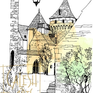 France Landscape Wall Art. Printable Image. Colourful Urban Sketch ...