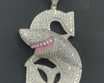 Iced Out Shark Pendant - Etsy