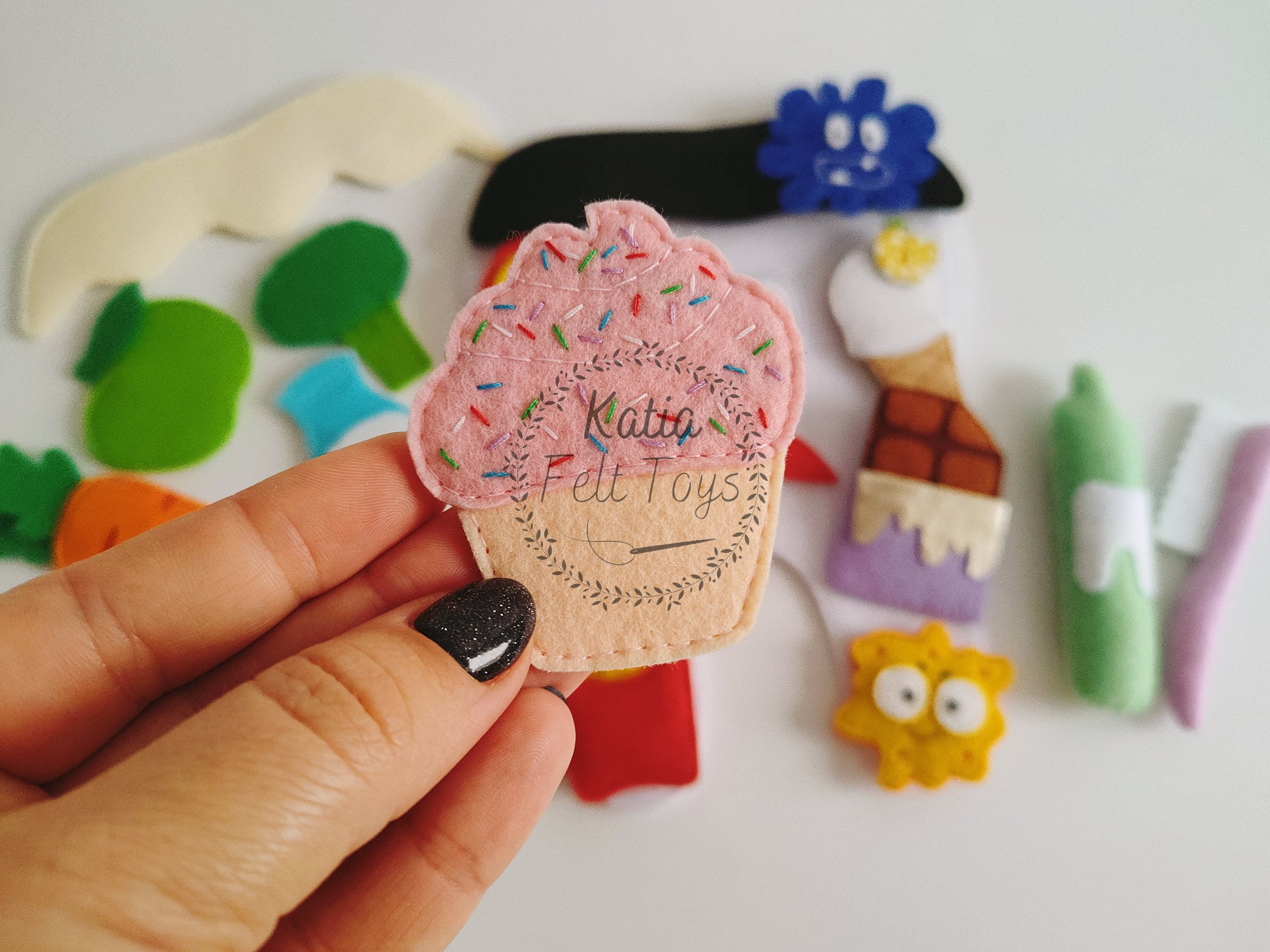 Felt Game clean Tooth. Felt Happy Tooth and Sad Tooth. Tooth Brushing ...