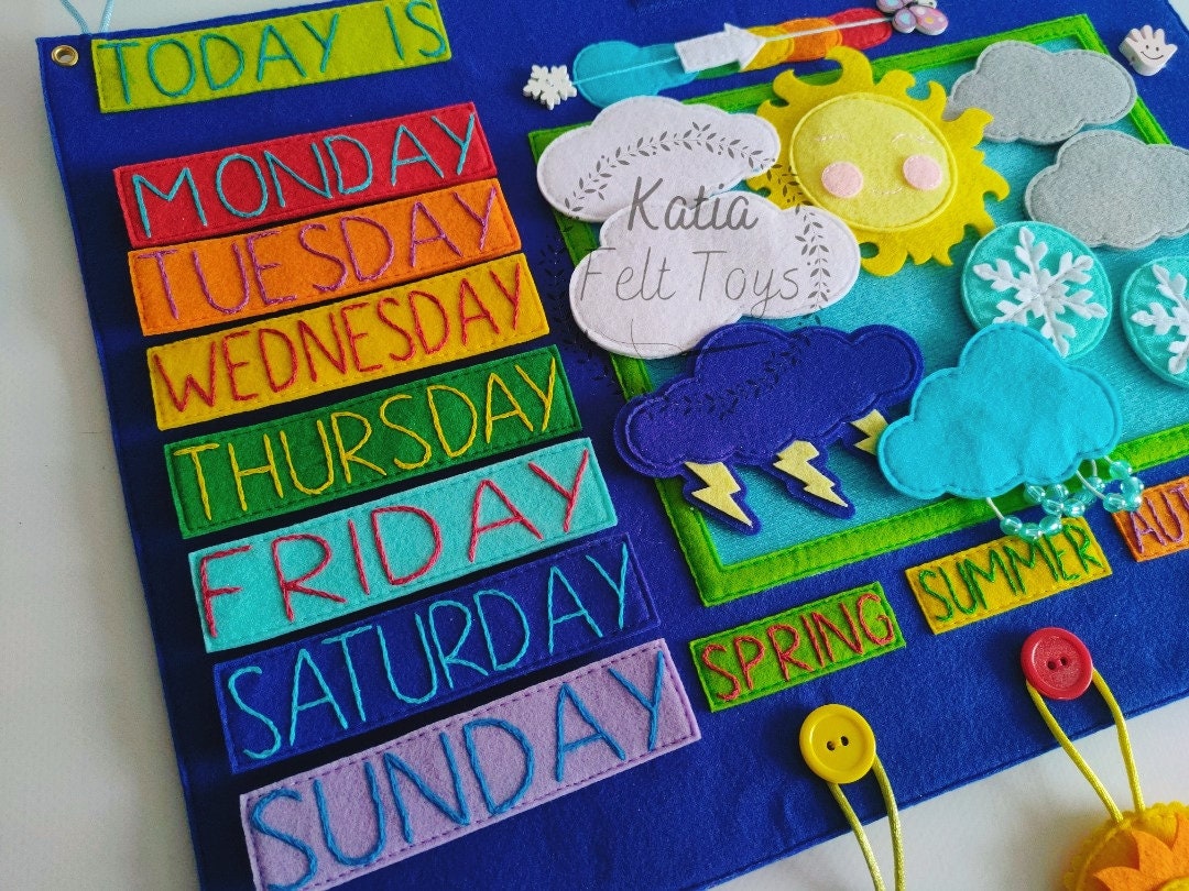 Felt Weather Calendar Weather Station Homeschooling - Etsy
