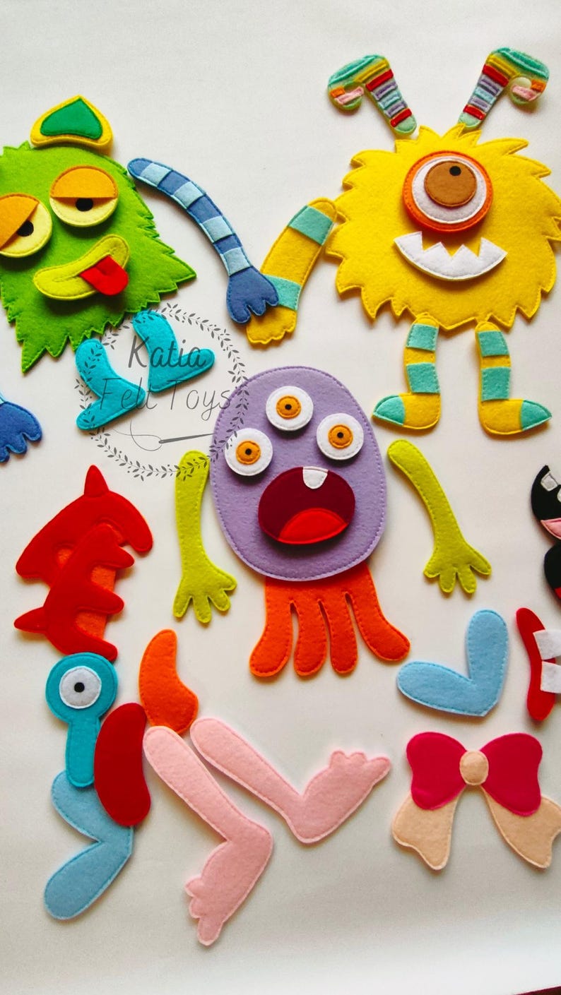 Monster Puzzle. Create Faces and Feelings for Monsters. Kids Craft ...