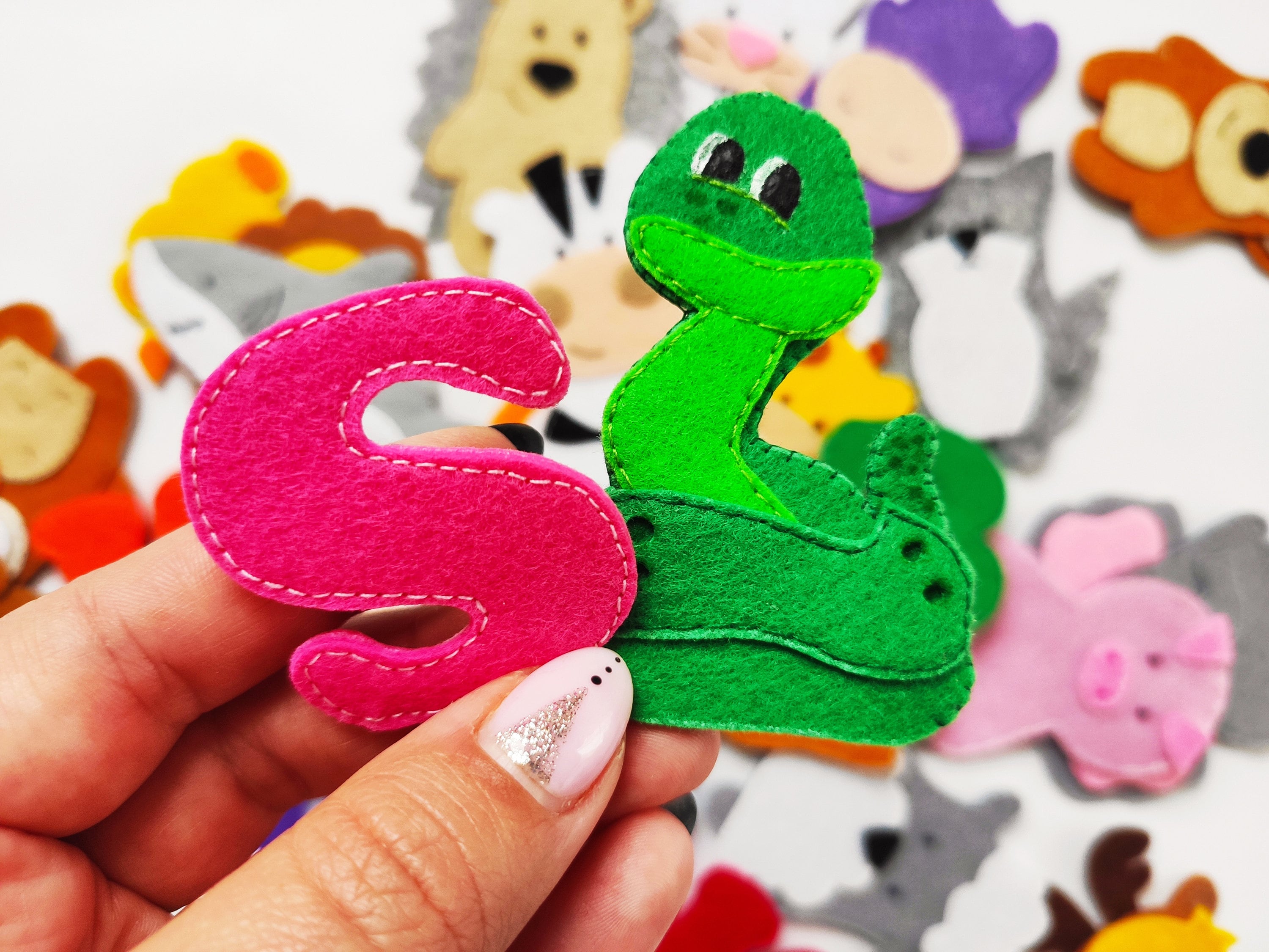 Felt Finger Puppets With Alphabet. Different Sets: Domestic Animals ...